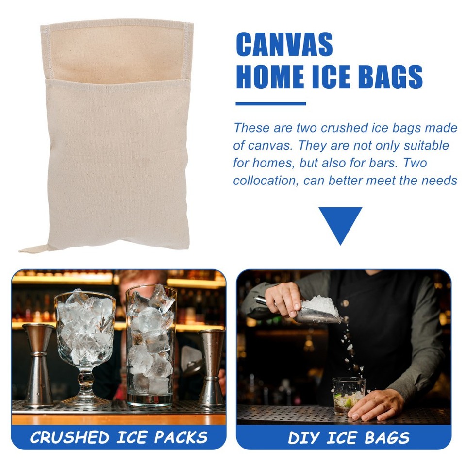 2Pcs DIY Crushed Ice Bags Canvas Bags Helpful Ice Packs for Bar (White ...