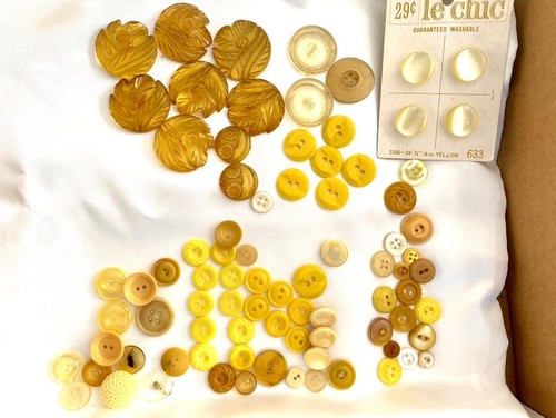 Lot of 80 Vtg Yellow Tone Buttons Golden/Lemon/bright Yellow/Mustard ...