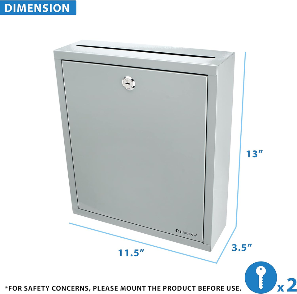 Wall Mount Multi-Purpose Locking Mail Suggestion Drop Box with Key Lock ...