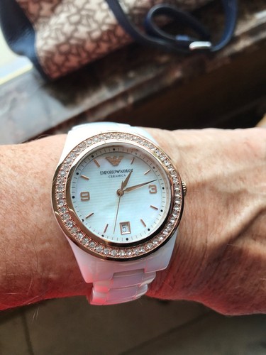Emporio Armani AR1472 Ladies White Ceramic Crystal Watch - 2 Year for ...