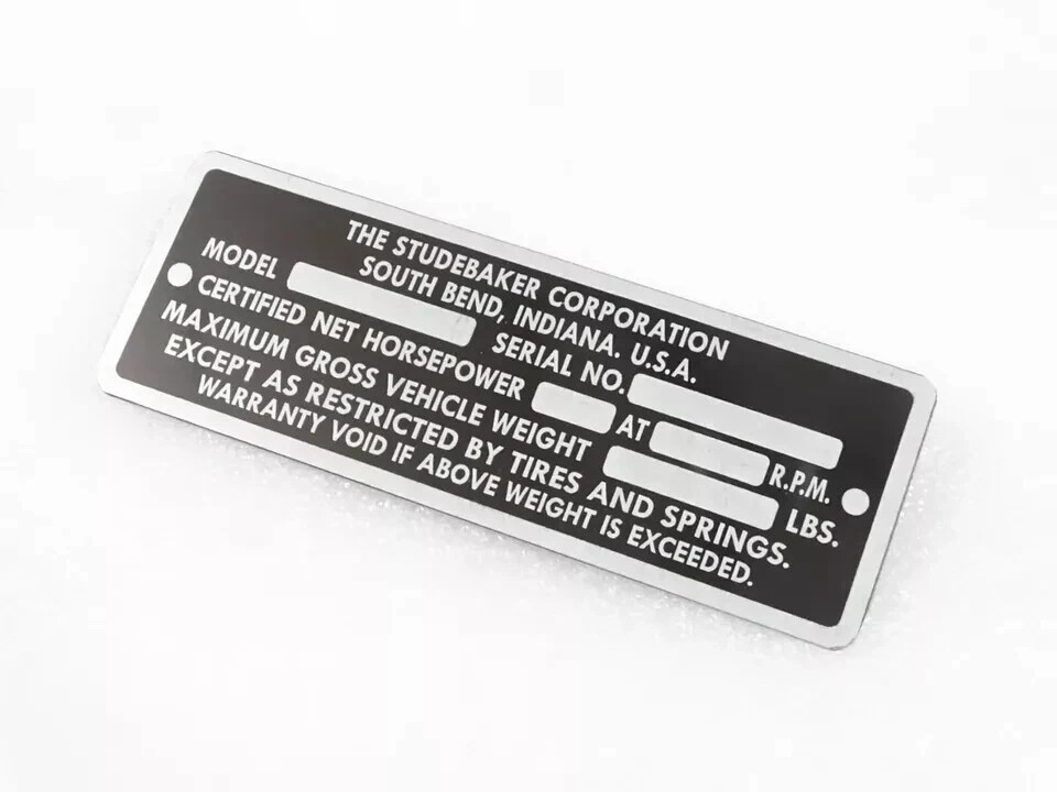 DATA PLATE VINTAGE STUDEBAKER MODEL 1946-49 |Fit For | eBay