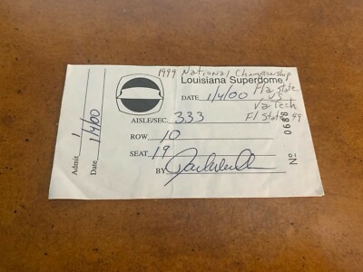 1999 National Championship Football Ticket Pass FSU Seminoles v ...