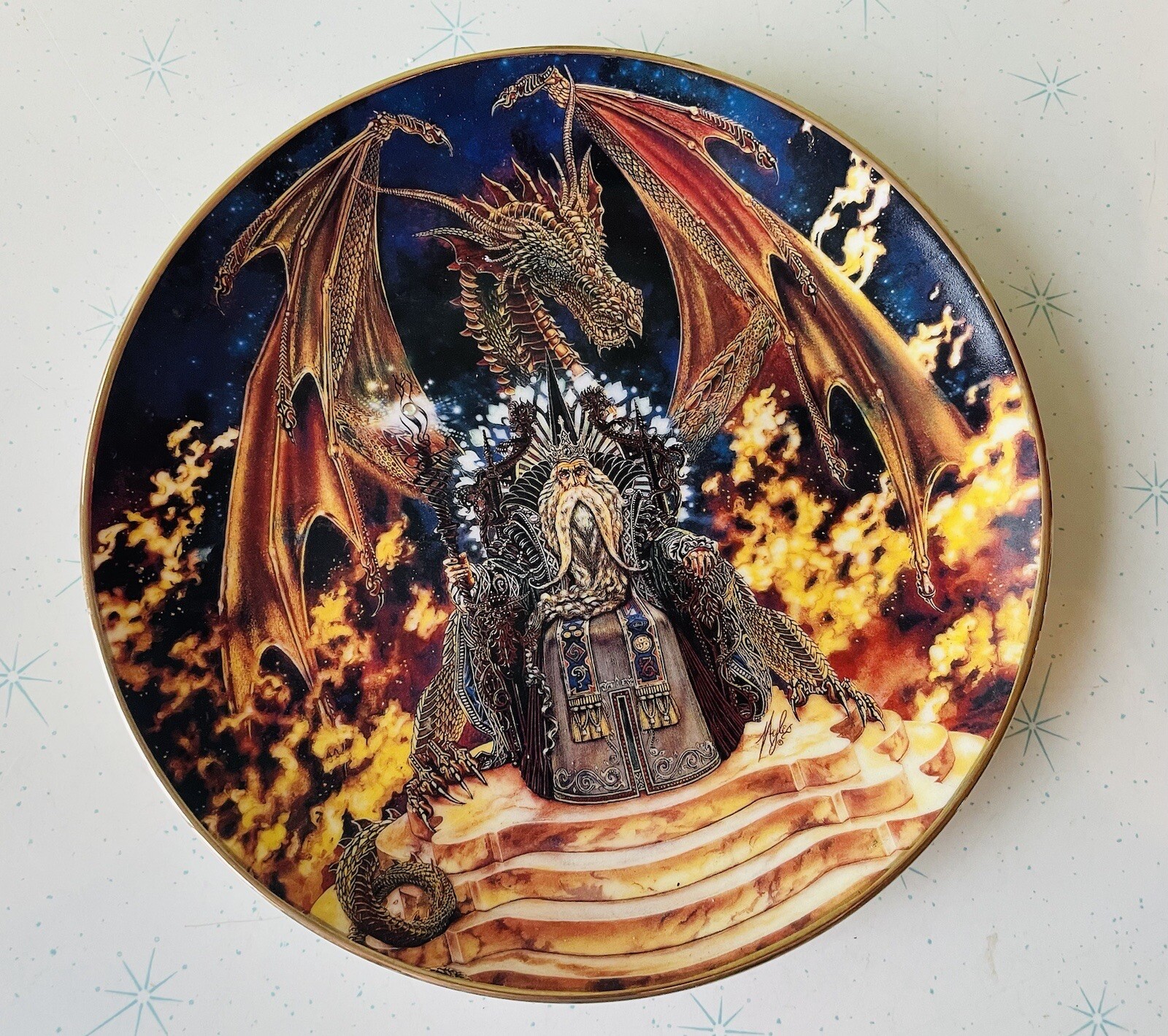 Vtg Franklin Mint DRAGON FIRE Myles Pinkney EDITION PLATE Royal Doulton ...