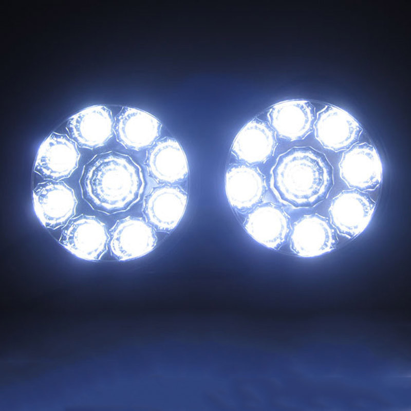2x9 LED 12V Car Daytime Running Driving Light DRL Round Flood Beam Fog ...