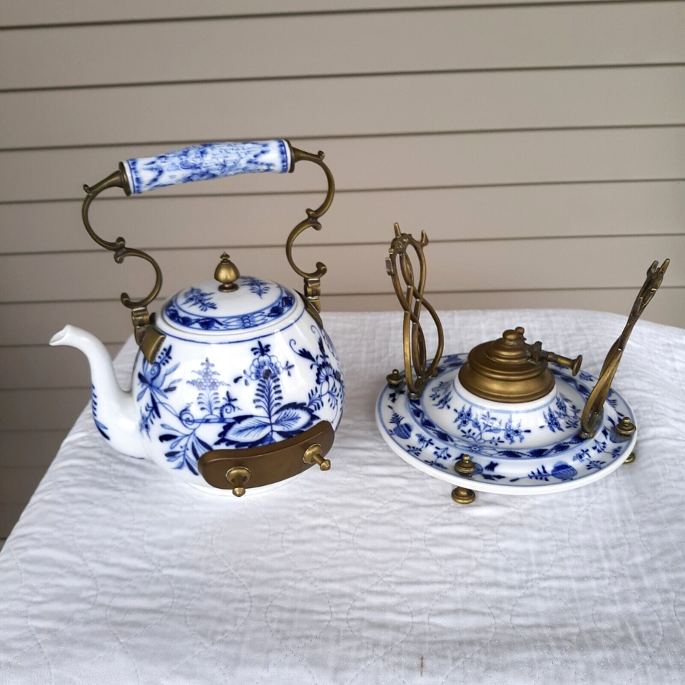 Antique Meissen Blue Onion China Teapot Porcelain Germany with Stand ...