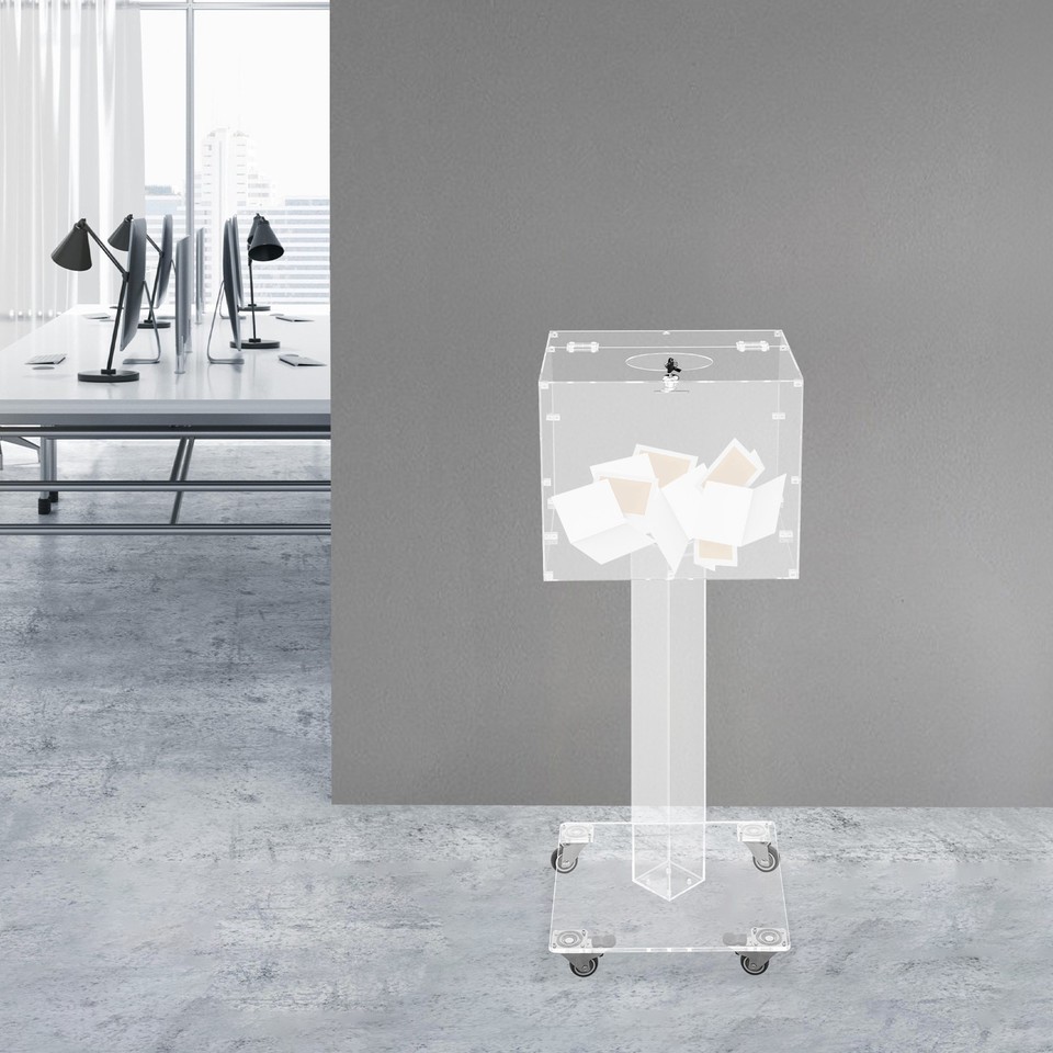 Floor Standing Donation Box with Wheels Suggestion Box with Lock and ...