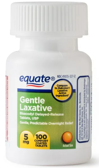 Equate Bisacodyl Gentle Laxative Tablets for Adult Constipation, 5 mg ...
