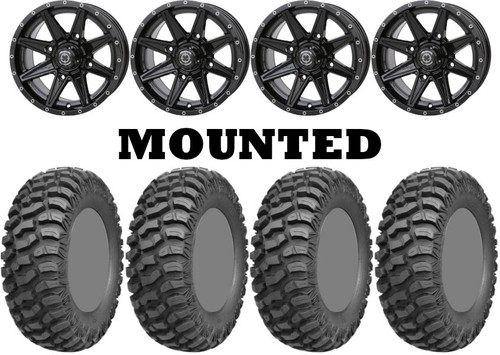Kit 4 AMS M1 Evil Tires 27x9-14/27x11-14 on Frontline 308 Gloss Black ...