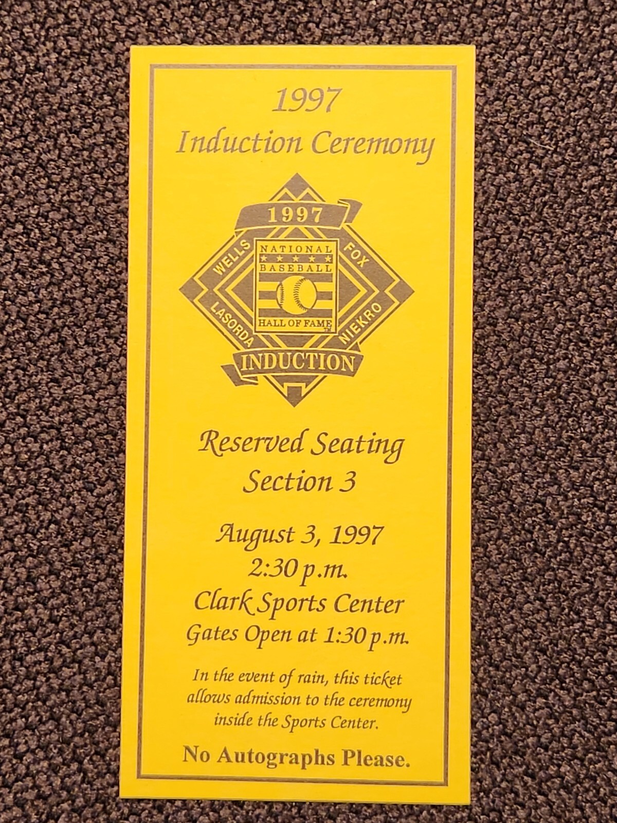 1997 Baseball Hall Of Fame Induction Ticket Postmark Niekro Lasorda ...