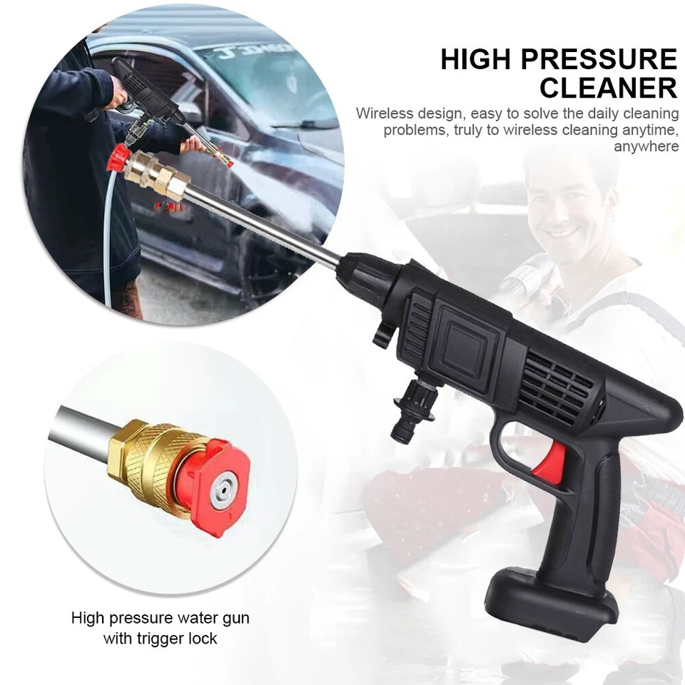 Portable Cordless Electric High Pressure Water Spray Car Gun Washer No ...