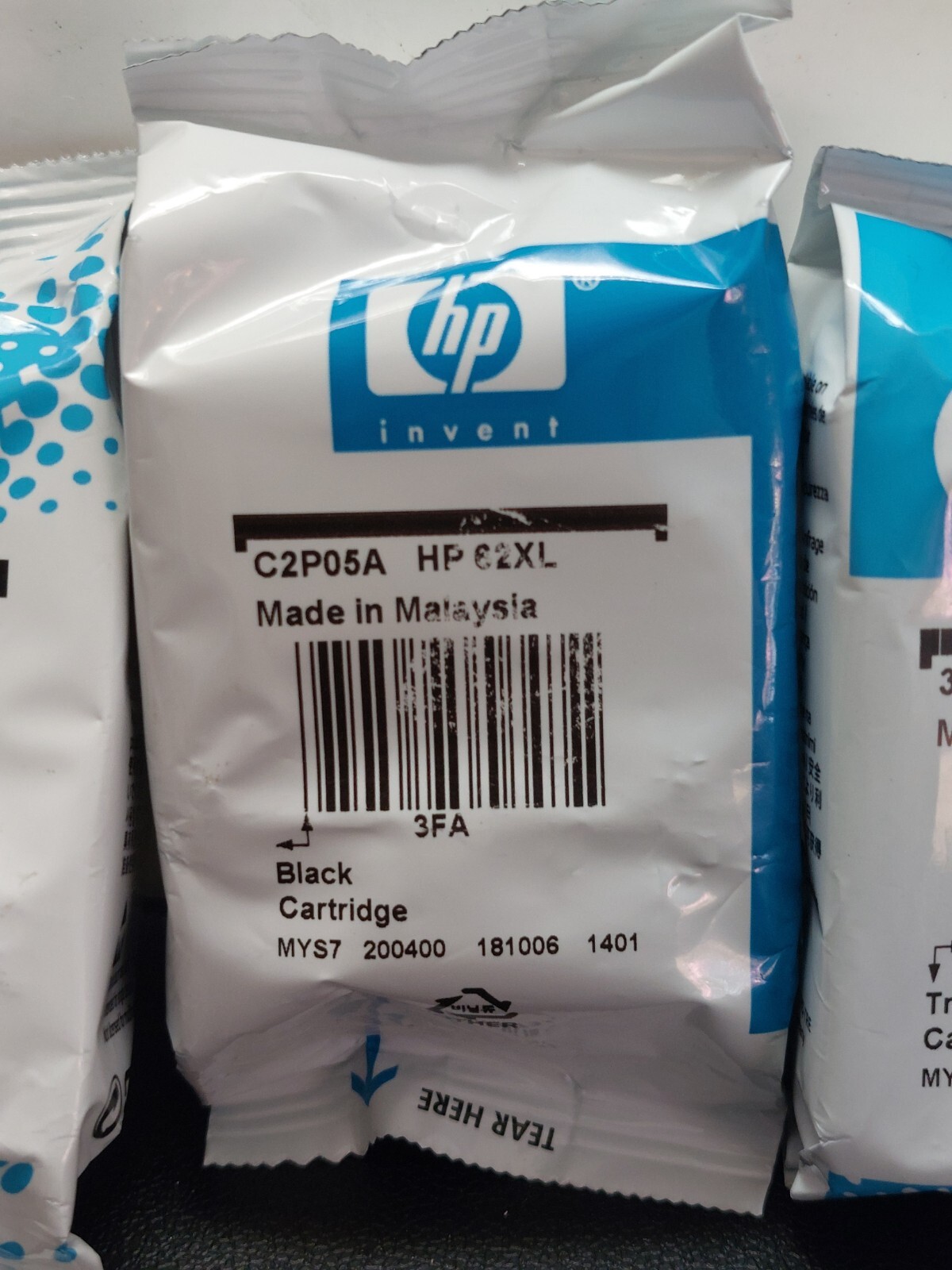 HP-62XL BLACK/62XXL & TRI-COLOR XL 3YQ41A C2P07A New Sealed Ink ...