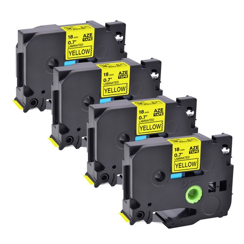 4PK Fits Brother P-Touch TZ641 TZe-641 Black on Yellow Label Tape PT ...