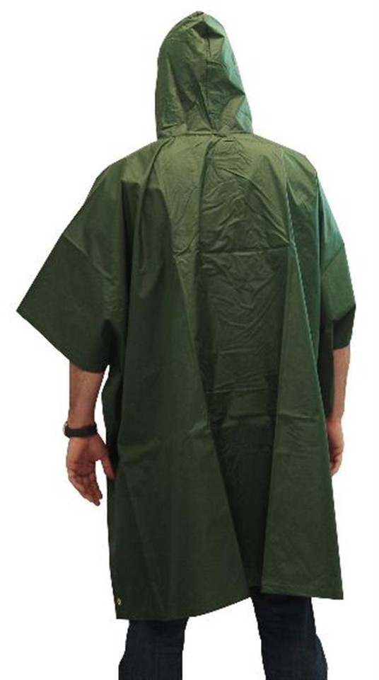Outback Waterproof Rain Poncho Extra Long Heavy Duty Nylon Cover OLIVE ...