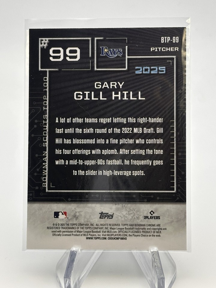 GARY GILL HILL 2025 BOWMAN CHROME SCOUTS TOP 100 PROSPECTS INSERT RAYS ...