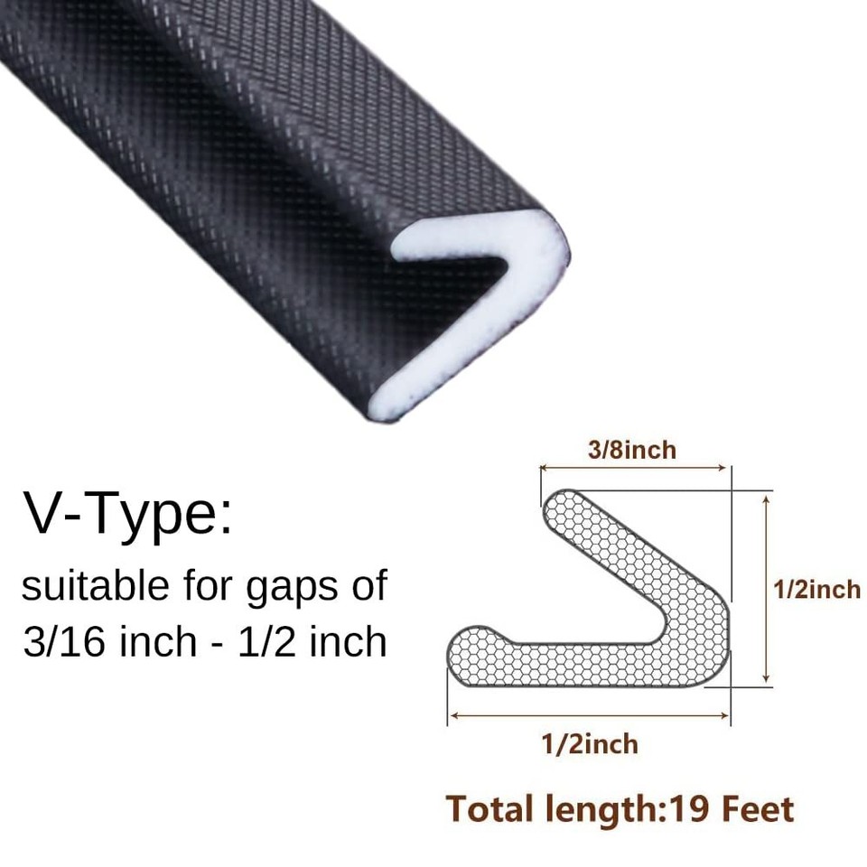 V Shape Self-Stick Weather Stripping for Doors and Window Frame Gasket ...