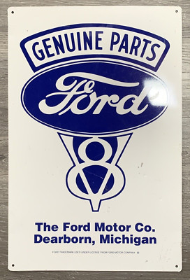 Ford V8 Genuine Parts Dearborn Michigan Vintage Metal Sign Man 19 x 12 ...