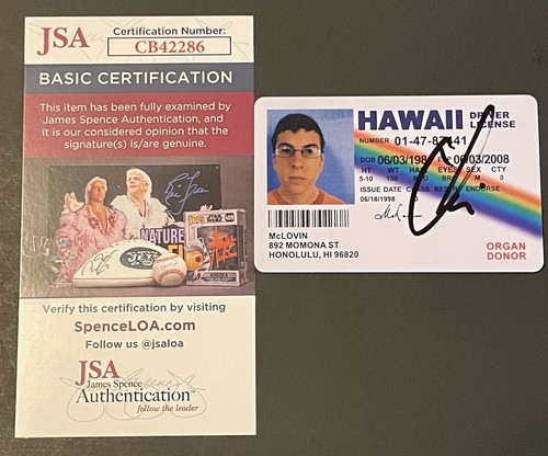 Christopher Mintz Plasse Signed McLovin Autographed ID Card Superbad ...