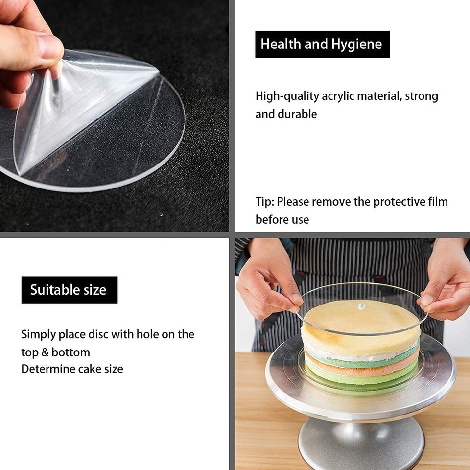 Acrylic Cake Disc, Clear Cake Decorating Supplies with 6 Round Acrylic ...