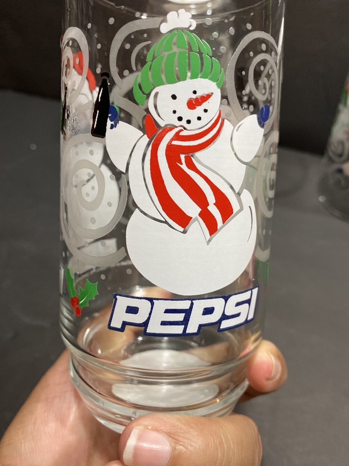 4 Pepsi Christmas Drinking Glasses Tumblers Snowman | eBay