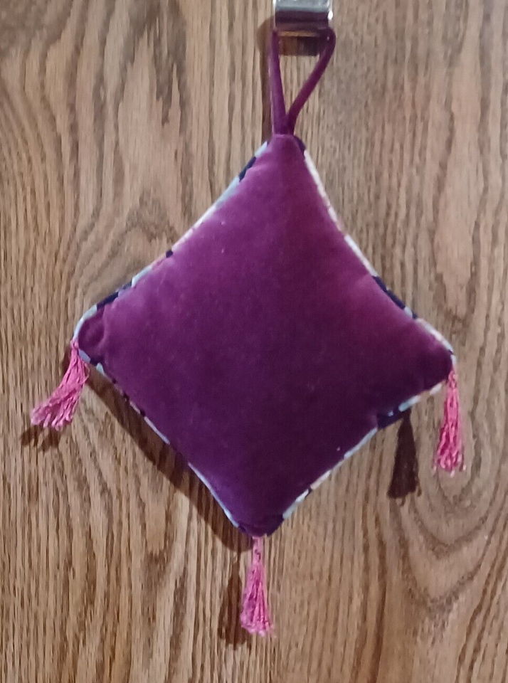 6" Decorative Door Knob Hanging Pillow Burgundy Embroidered Tassles ...