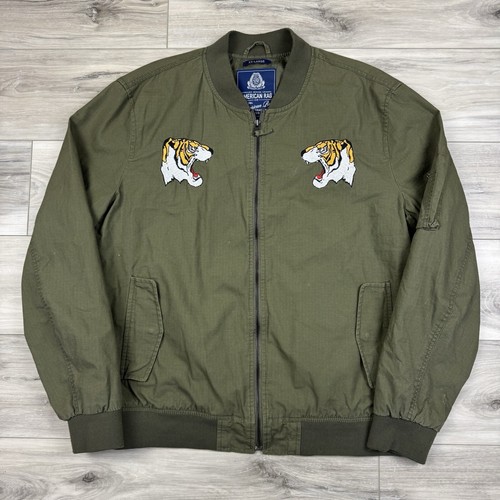 American Rag Military Style Bomber Jacket Tiger Patches Men’s XXL Army ...