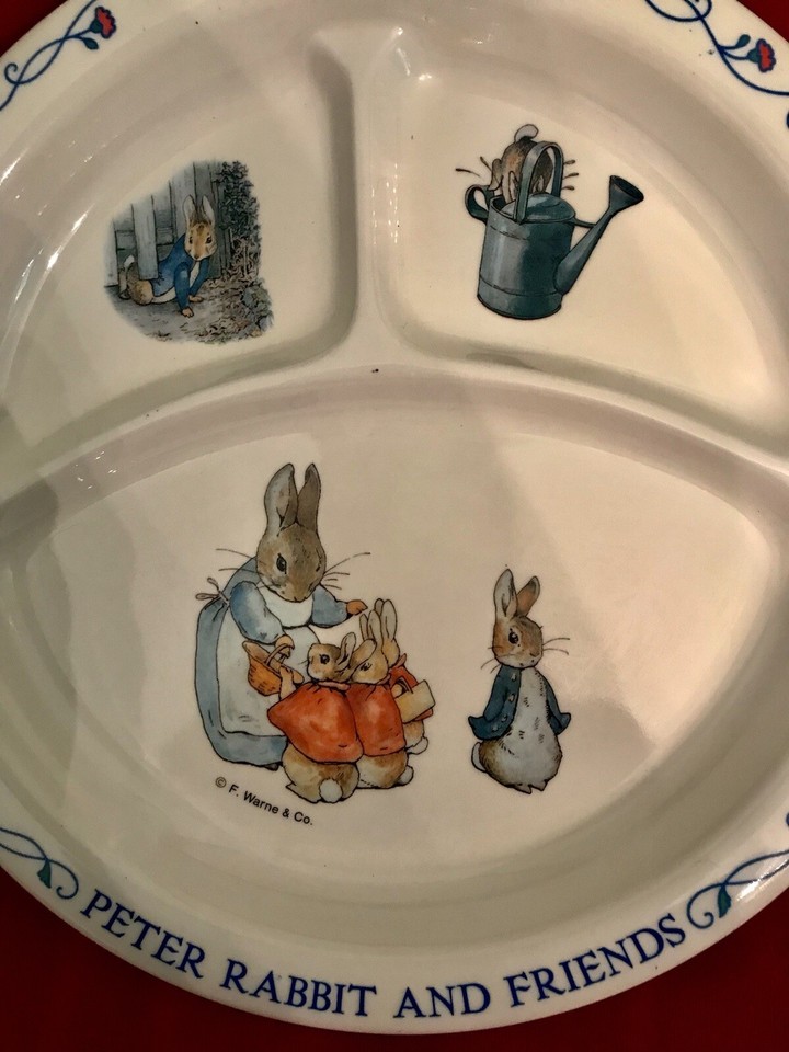 PETER RABBIT AND FRIENDS Children's Divided Plate Melamine F. Warne Co ...