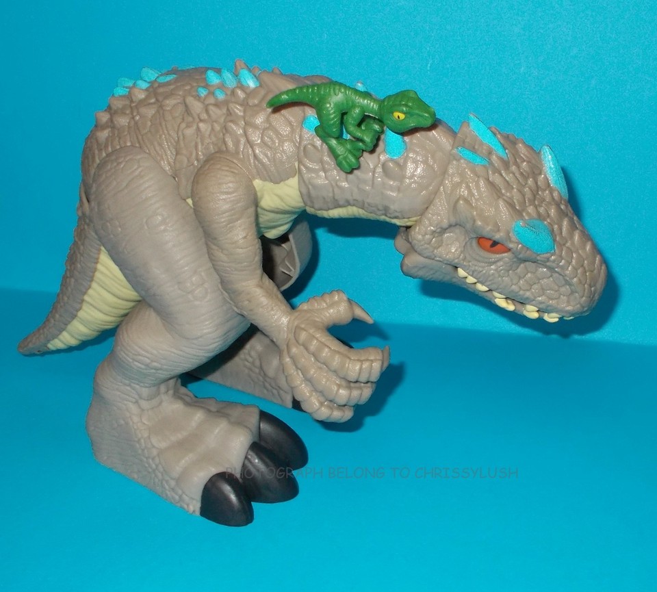 JURASSIC WORLD THRASHING INDOMINUS REX DINOSAUR SET IMAGINEXT & RAPTOR ...