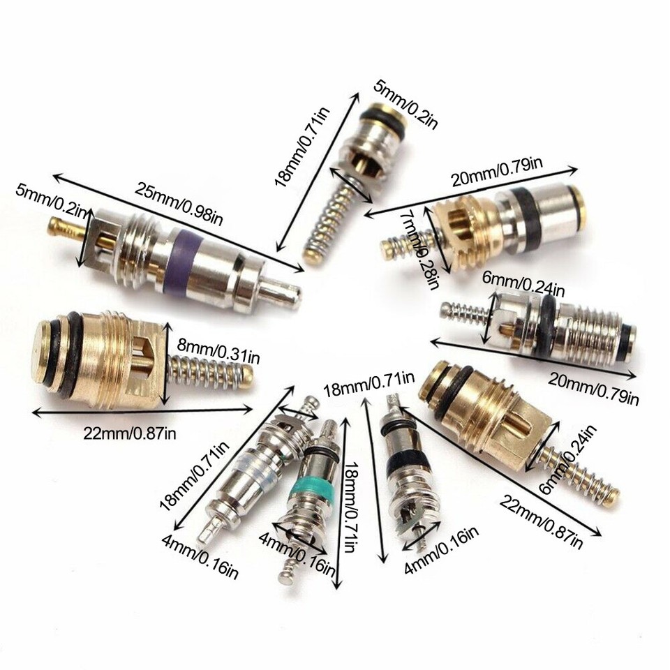 134pcs Car A/C Air Conditioning R134A Valve Core Assortment Remover ...