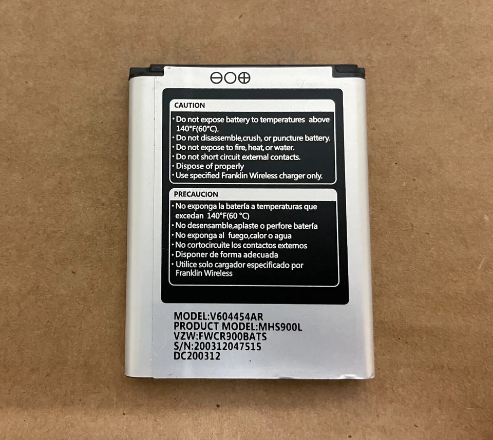 Franklin Wireless V604454AR Replacement Battery Verizon Ellipsis ...