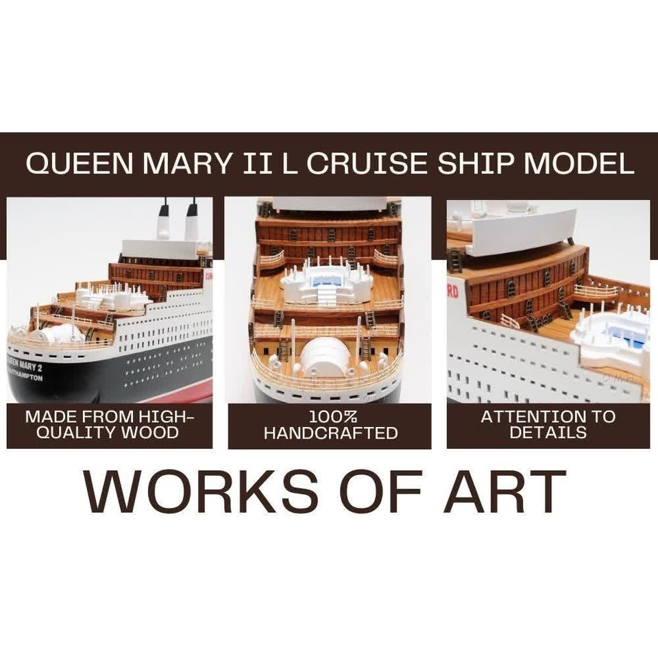 Queen Mary II L Cruise Ship Model Wooden Handicraft Fully Assembled | eBay