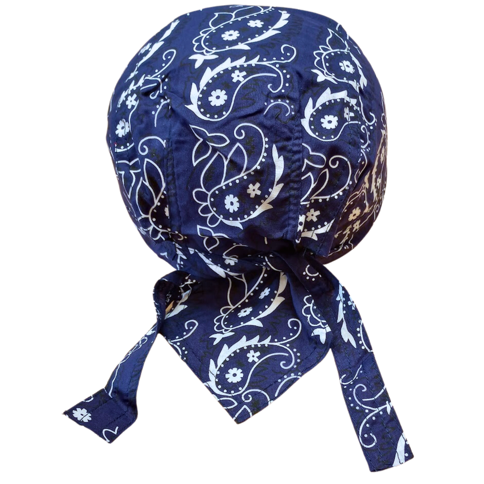 Blue Durag Skull Cap Head Wrap Biker Motorcycle Du Do Paisley Bandana ...