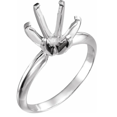 14K White Gold 6 Prong Ring Setting Solitaire Engagement Pre-Notched ...