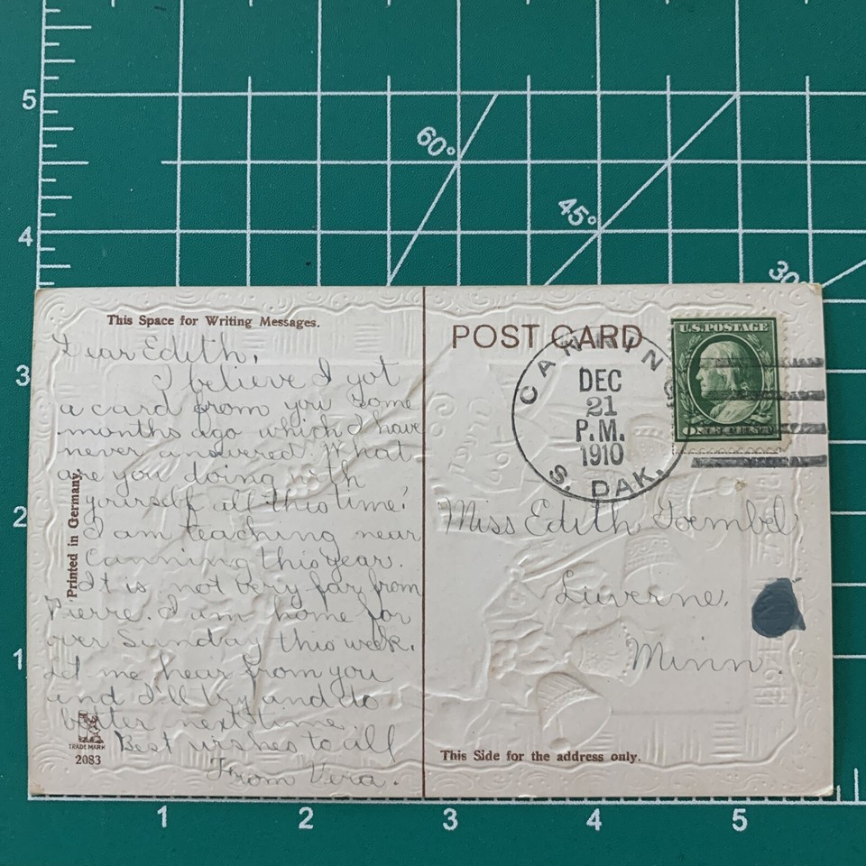 Antique Postcard Christmas Wishes 1910 Gilded Embossed Shepherd Robin ...