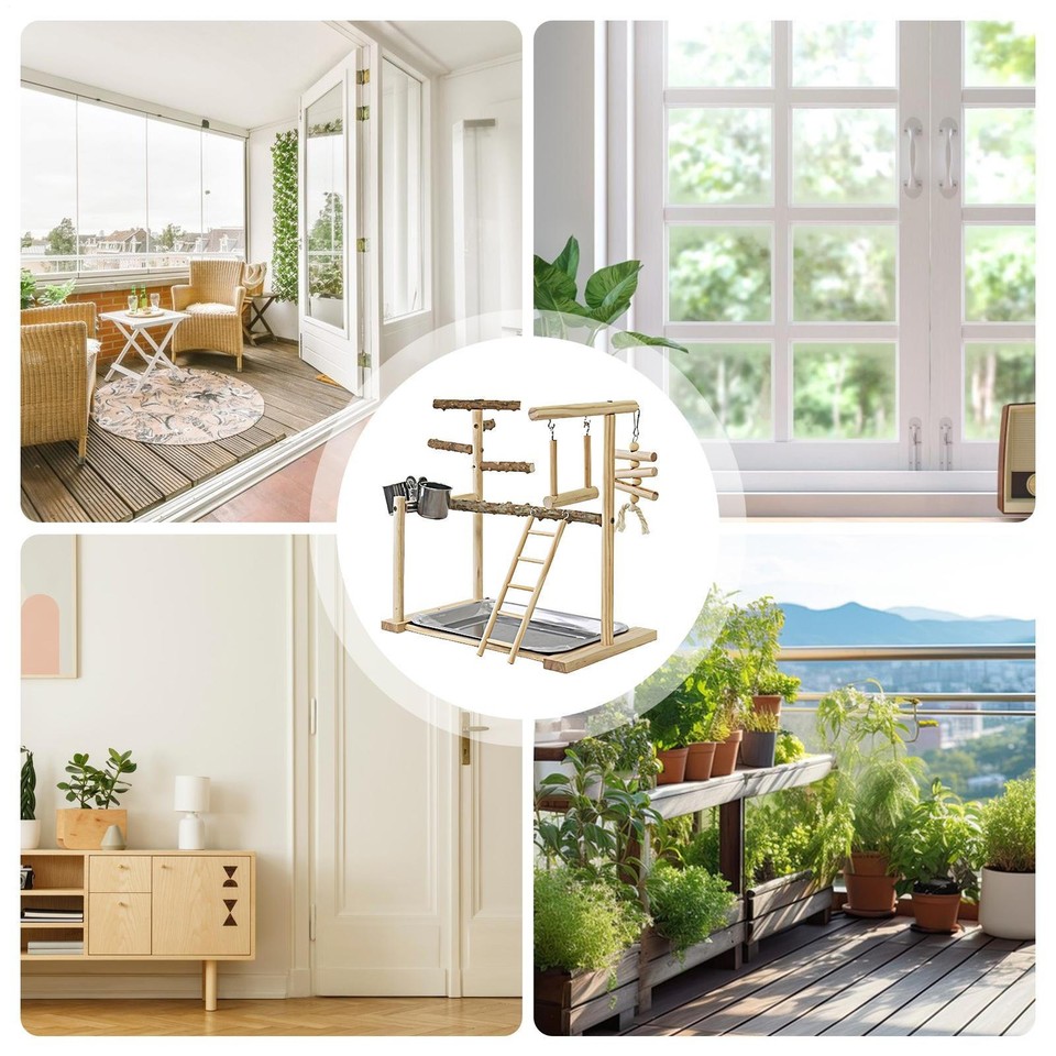 Bird Playground Bird Perch Platform Stand Swing Chew Exercise Toy ...