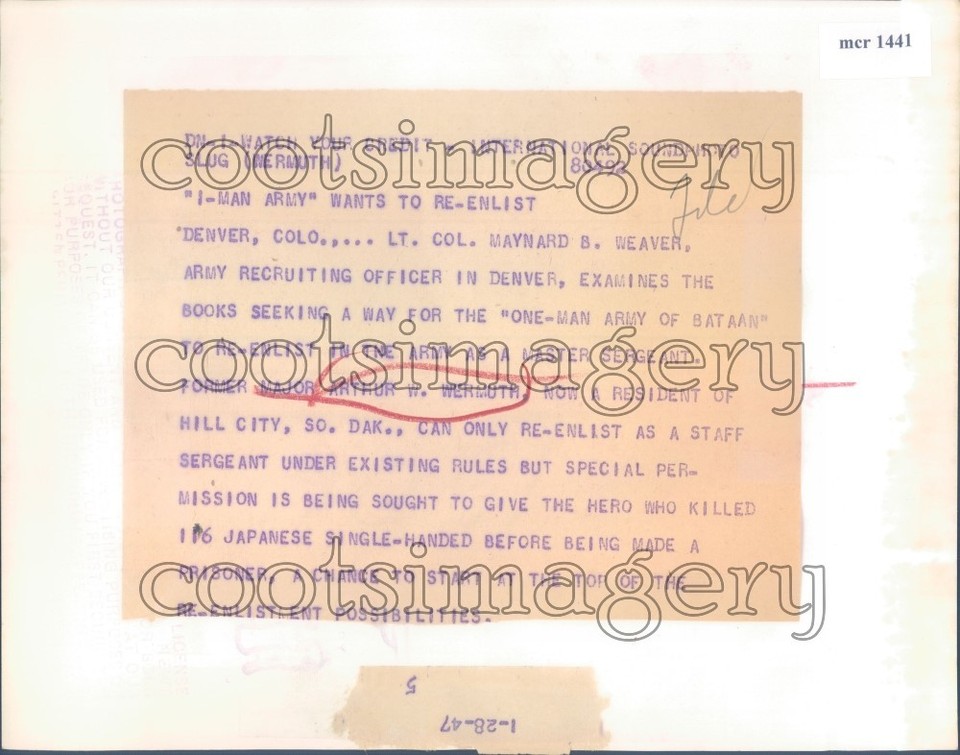 1947 US Army Major Arthur Wermuth With Lt Col Maynard Weaver Press ...