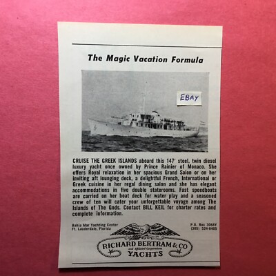 1967 Vintage Ad. Richard Bertram & Co. Yachts. Ft. Lauderdale, Florida ...