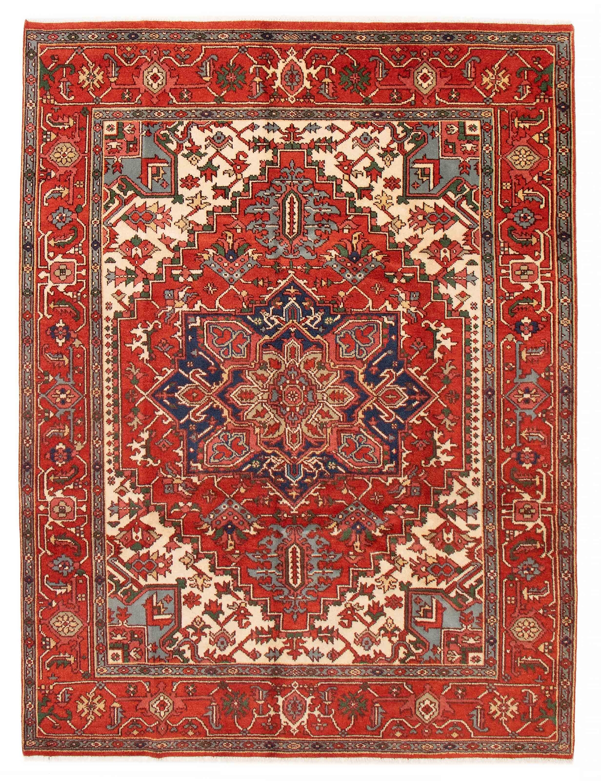 Hand-knotted 7'10" x 9'10" Serapi Heritage Bordered, Traditional Wool ...