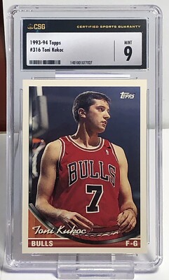 1993-94 Topps Toni Kukoc #316 Rookie Card CSG 9 Mint- Bulls | eBay