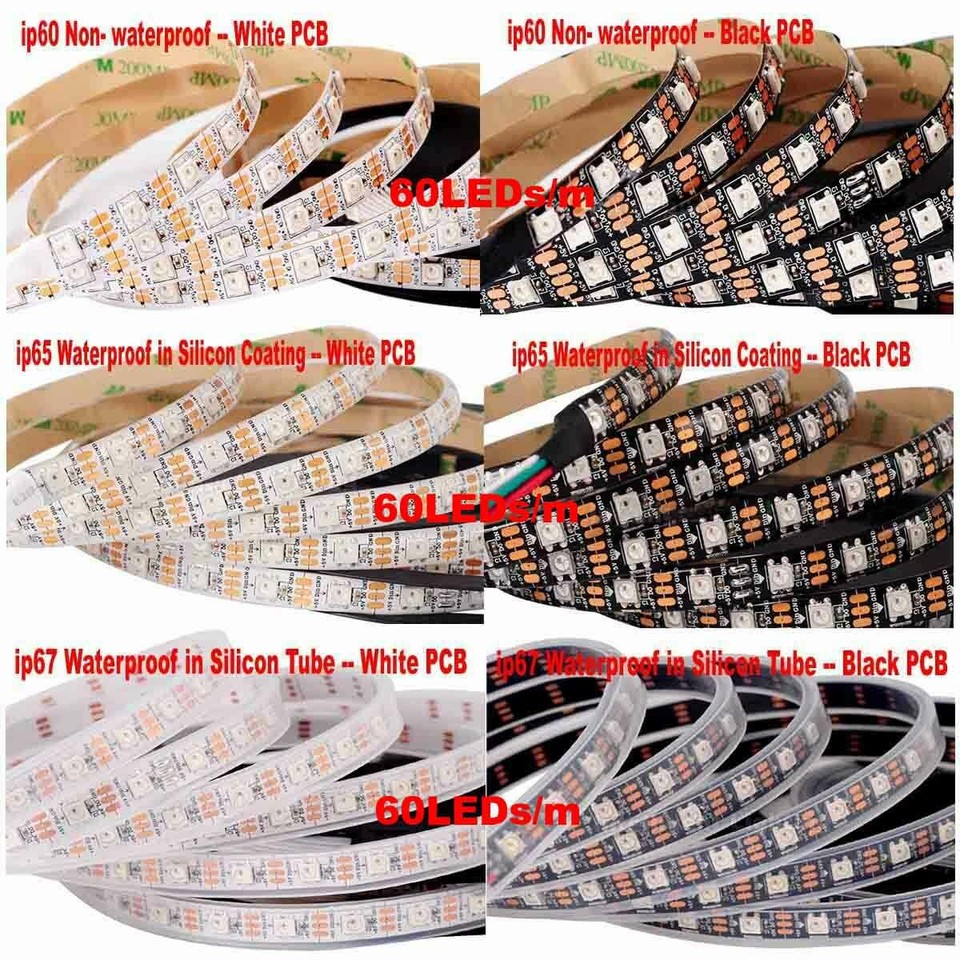 WS2812B LED Strip 5050 RGB 30/60/144LEDs/M ws2812 IC Individual ...