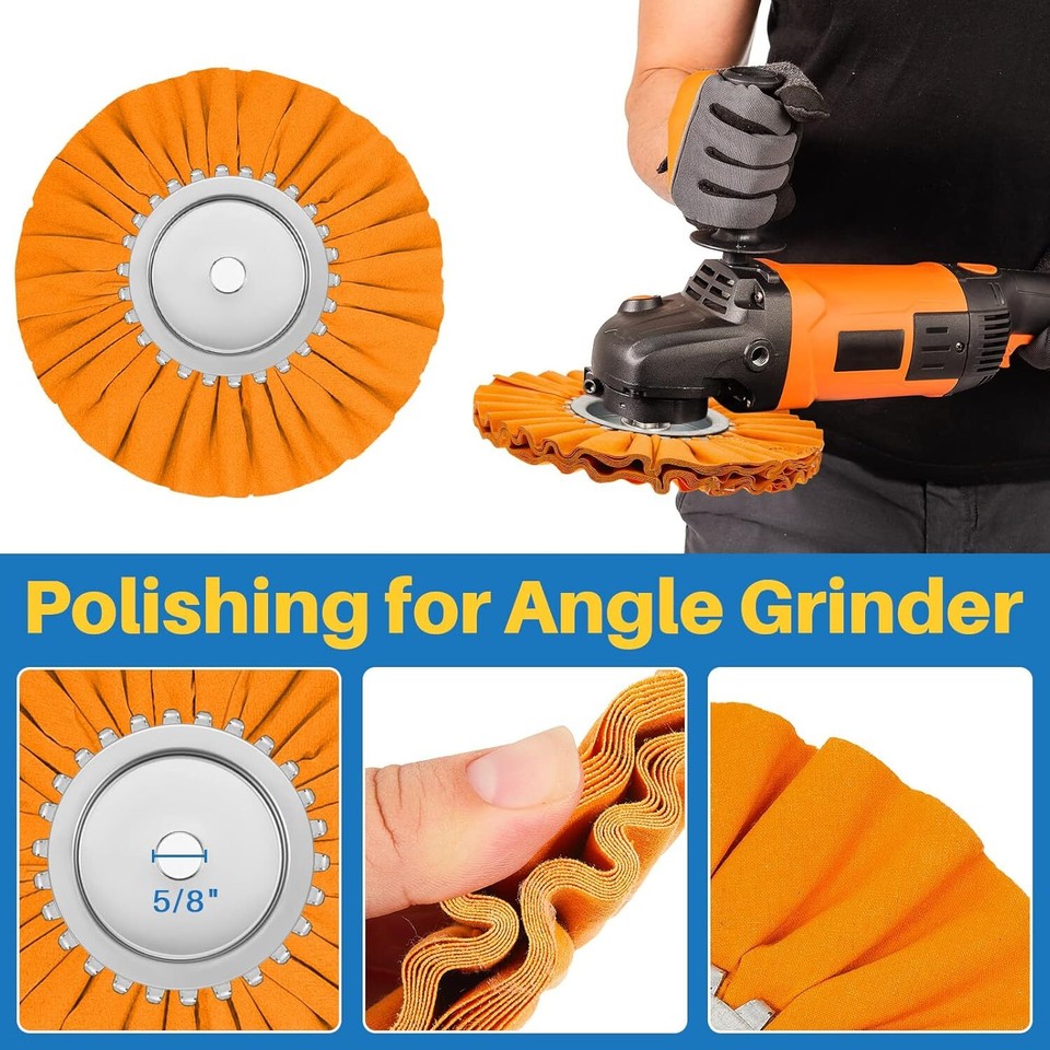 7 Pcs 8" Airway Buffing Wheel Kit in Diameter 5/8" in Arbor Hole ...