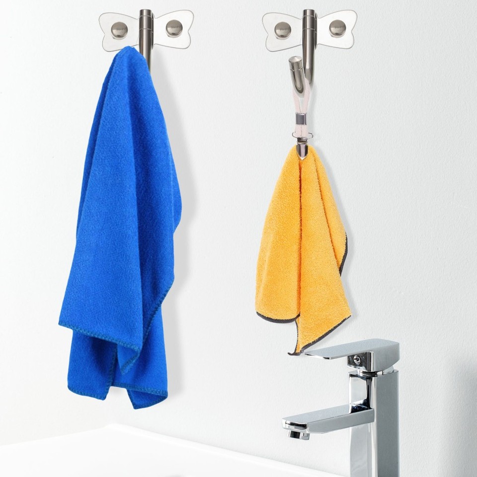 4Pcs Bathroom Hook Clips Cupboard Hanging Towels Clips Hanging Metal ...