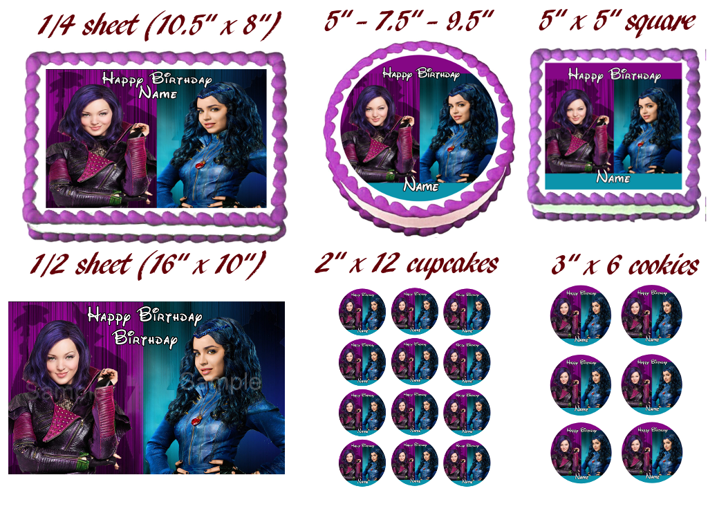 DESCENDANTS Evie and Mal Edible Cake topper image decoration | eBay