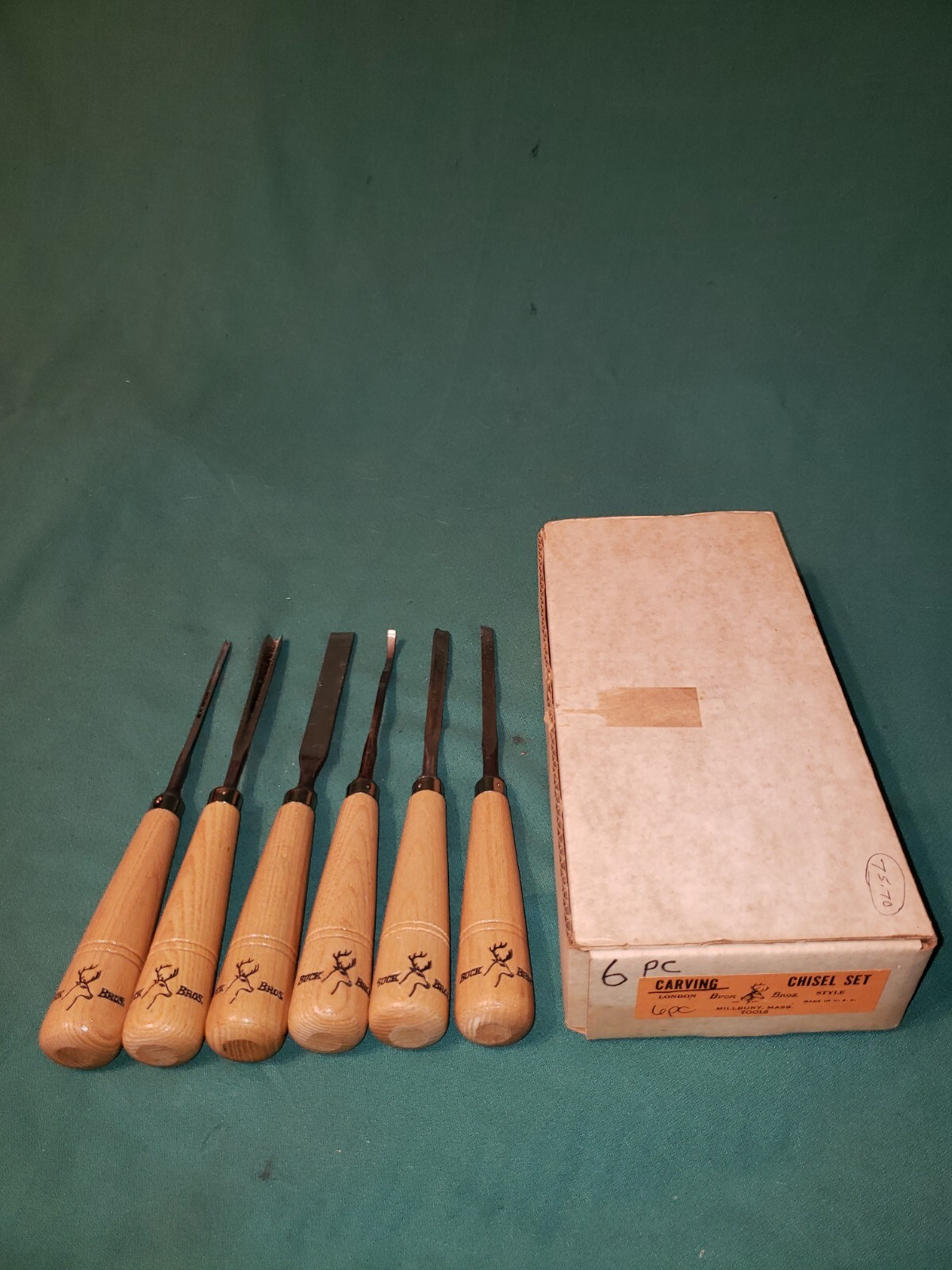 Vintage 6 PC Buck Brothers Carving Chisel Set w/ Original Box Millbury ...