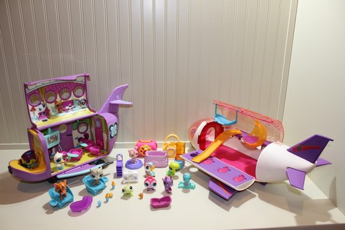 Littlest Pet Shop LPS (2) Jet Plane Airplane Set with Accessories | eBay
