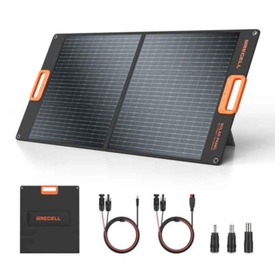 GRECELL 100W Portable Solar Panel Power Bank for Camping Power Station ...