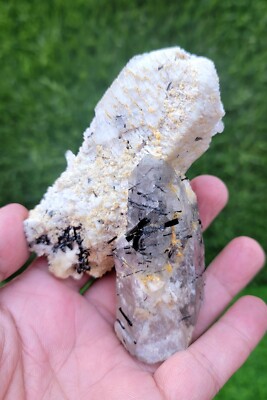 Exceptional Rutile Quartz Schorl/Black Tourmaline on Microline Feldspar ...