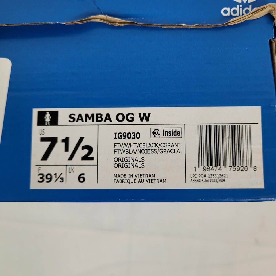 Adidas Originals Samba OG (WHITE/BLACK/CLEAR GRANITE) Womens Shoes ...