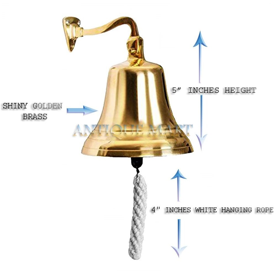 4" Brass Hanging Door Bell Wall Decorative Bell Ship Wheel Bell ...