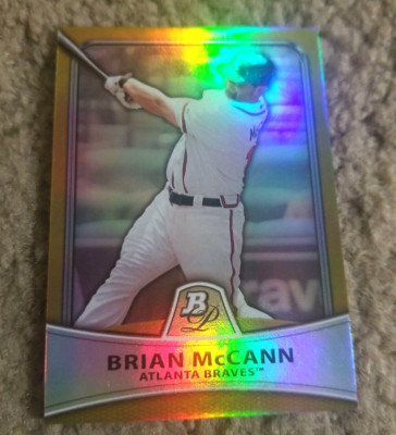 BRIAN McCANN 2010 BOWMAN PLATINUM GOLD CARD #25 BRAVES (GOLD REFRACTOR ...