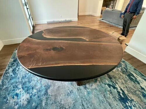 54" Epoxy Wooden Dining Round Table Top / Epoxy Center Table Top Decor ...